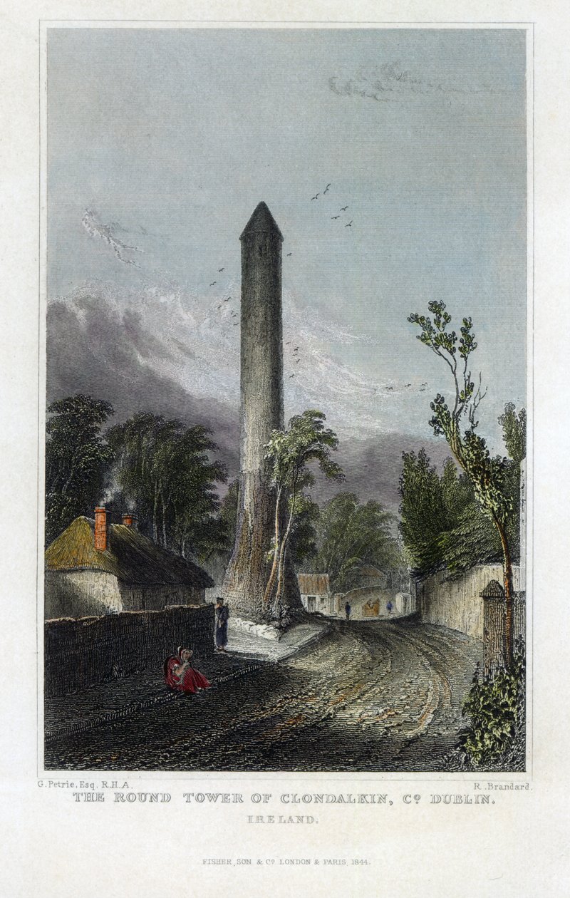 The Round Tower of Clondalkin (engraved by Robert Brandard, 1844)